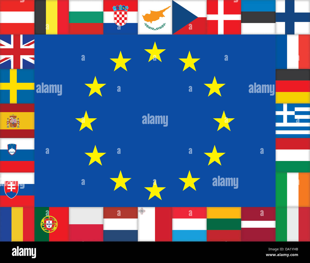 European Union flags icons frame Stock Photo - Alamy