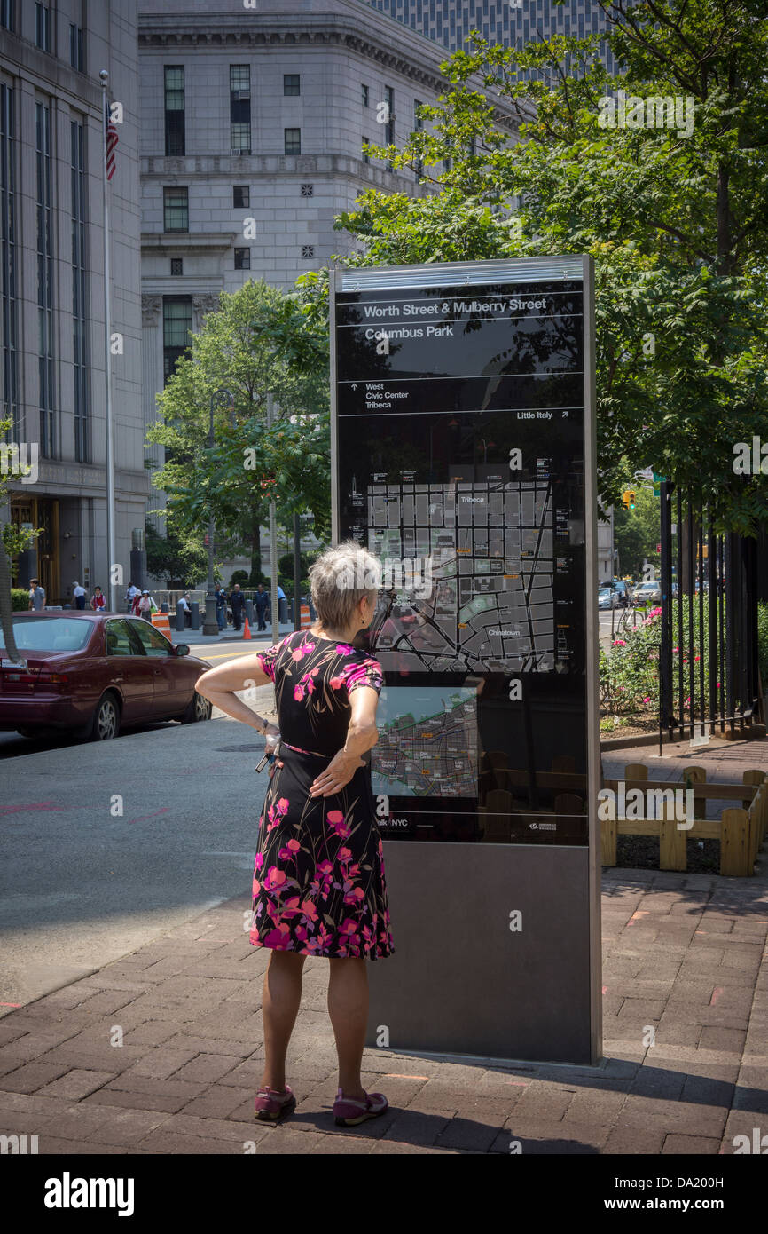 A new Dept. of Transportation wayfinding kiosk is seen in the Chinatown ...