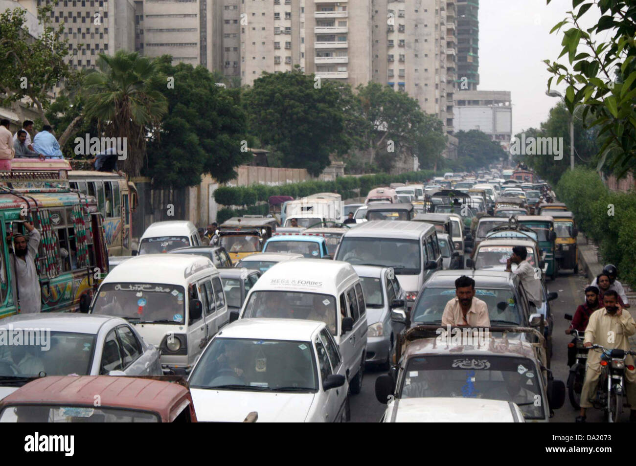 A large numbers of vehicles stuck in traffic jam during protest ...