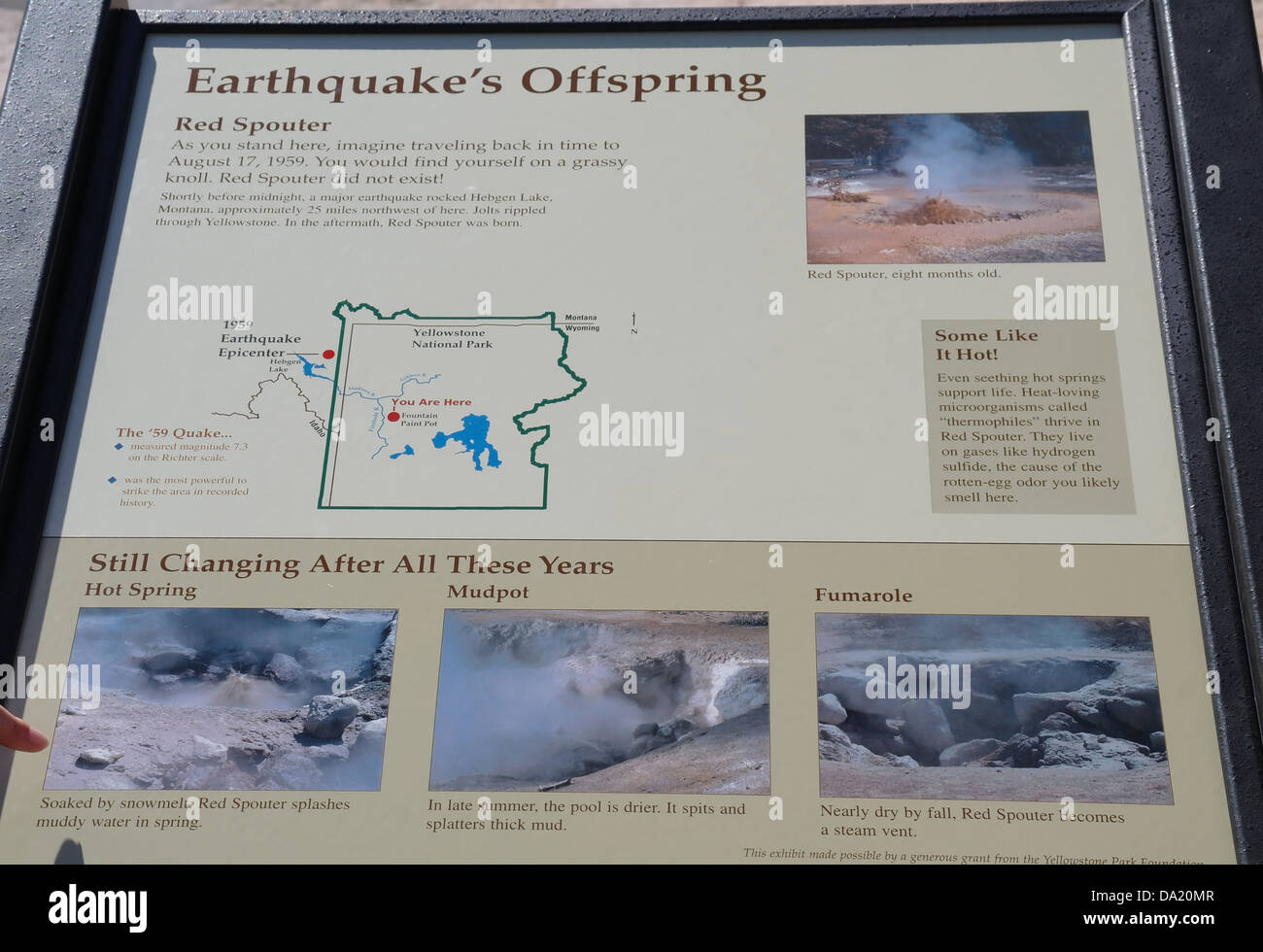 Information sign, outlining geological history and seasonal changes ...