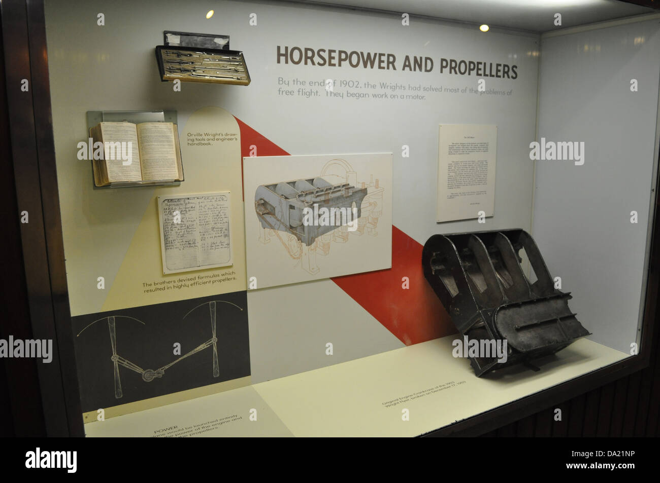 A display showing the Engine for the Wright Brothers First Flyer Stock ...