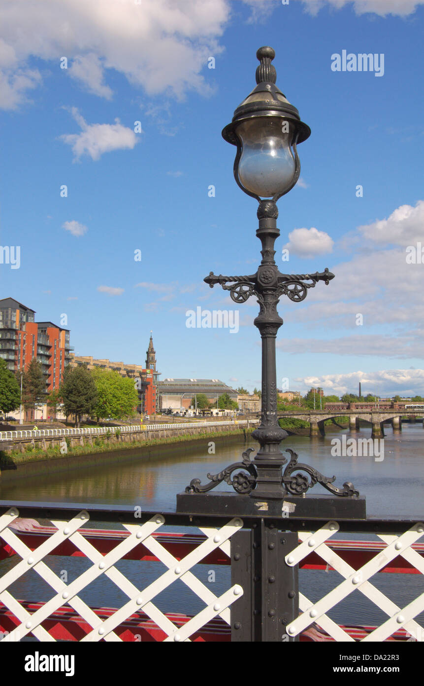 Lamp post on South Portland Street suspension bridge over the River ...