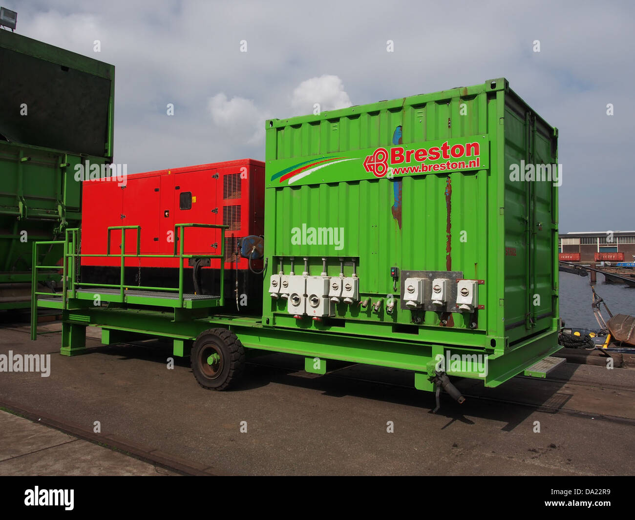 A bulkhandling ship unloader is pictured in action at the Breseton port ...
