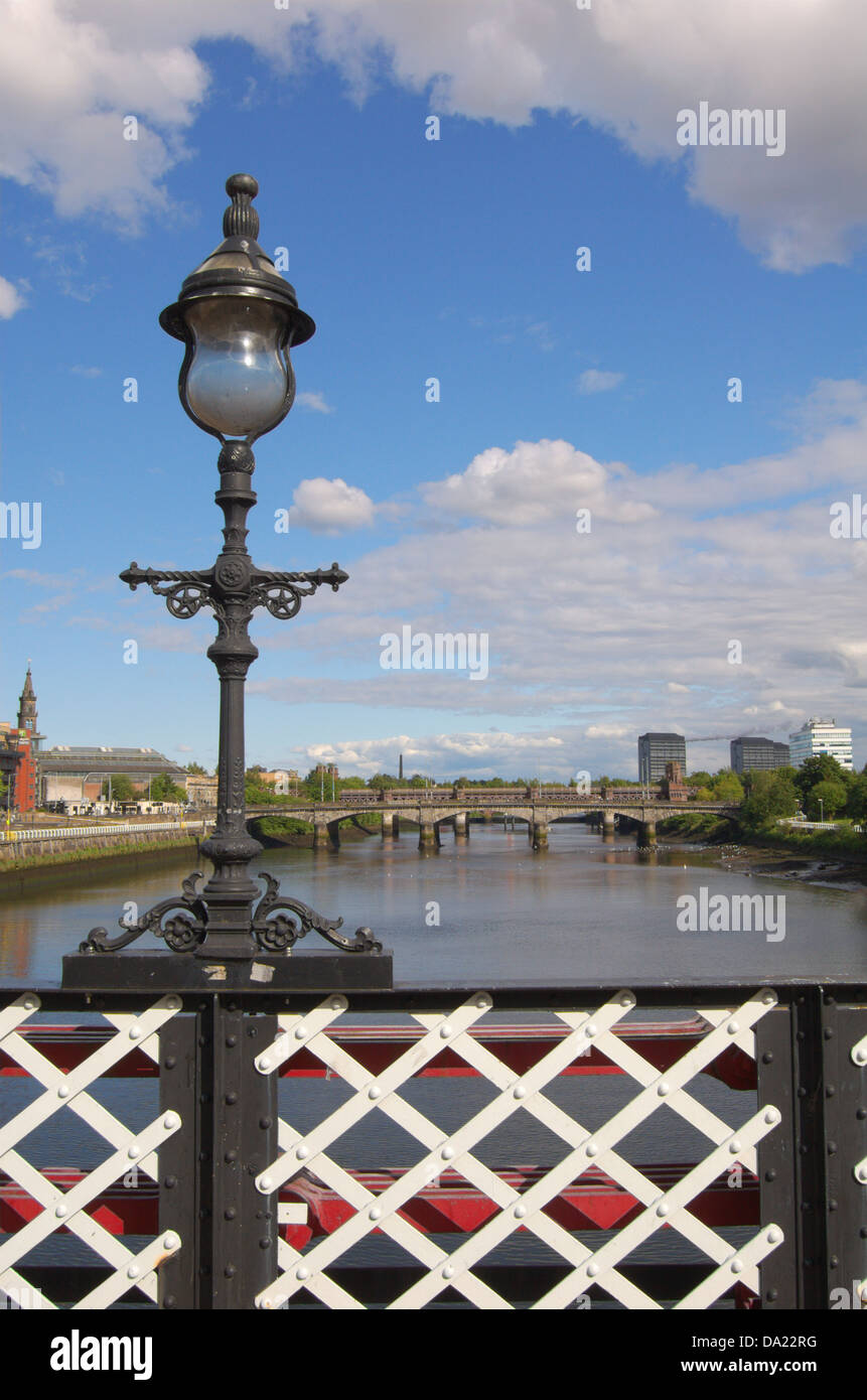 Lamp post on South Portland Street suspension bridge over the River ...