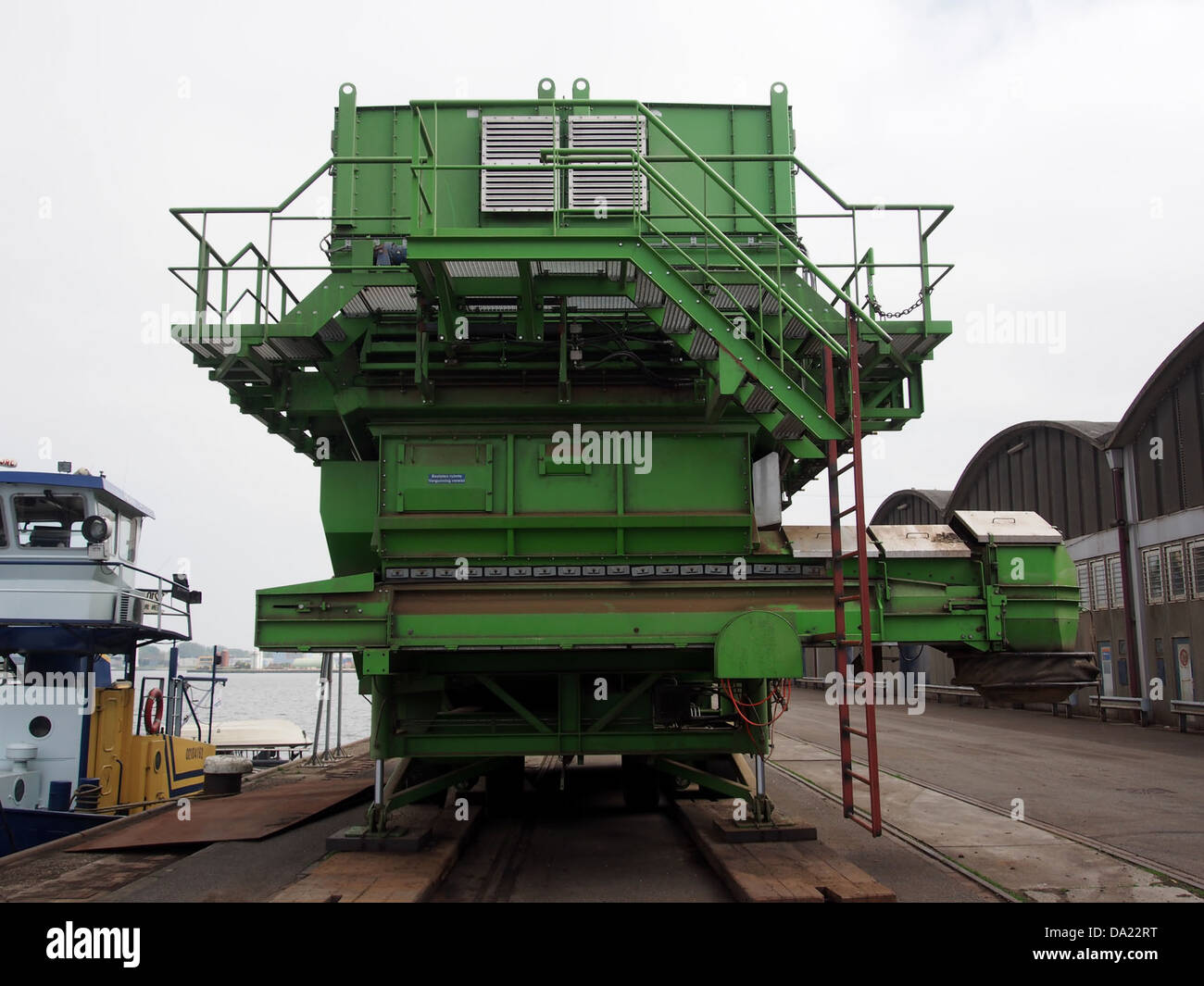 This image shows a bulk handling ship unloader, part of a maritime ...