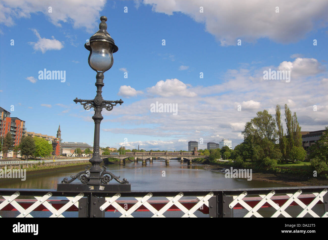 Lamp post on South Portland Street suspension bridge over the River ...