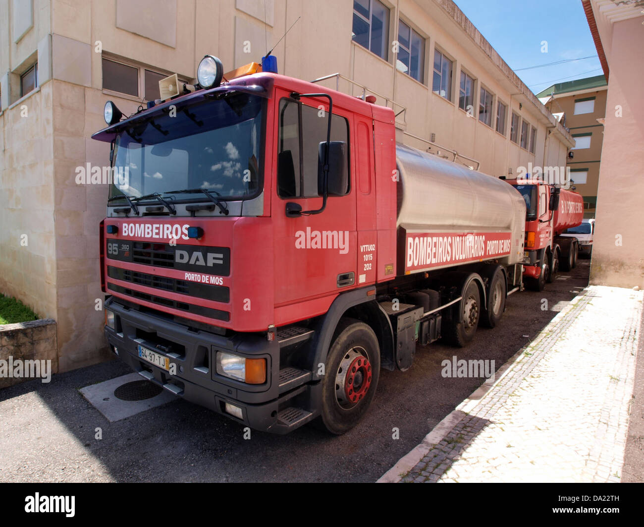 An image of a DAF 95 360 fire truck stationed at Porto de Mos. The ...