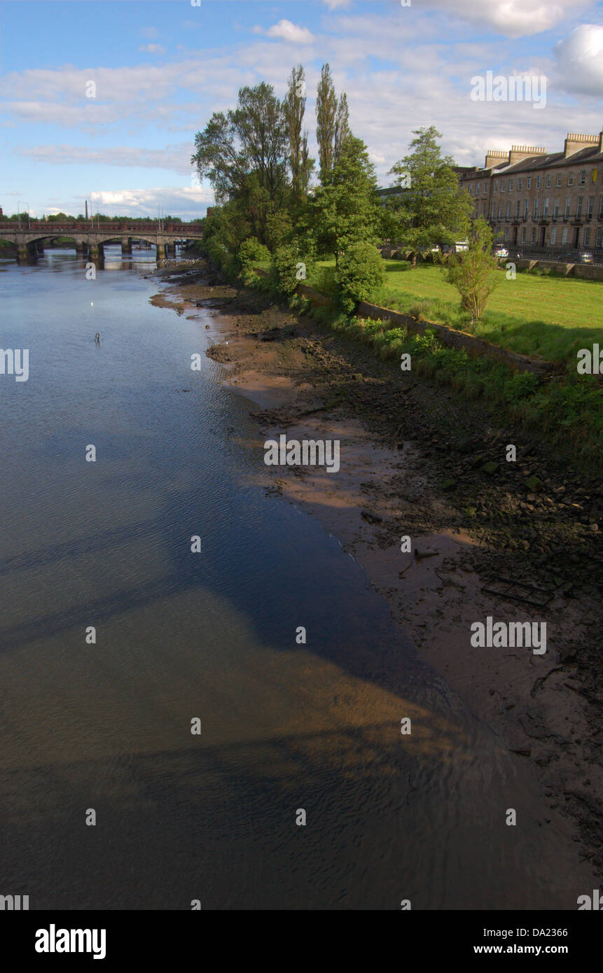 Waterfront on the south bank of the River Clyde in Glasgow, Scotland ...