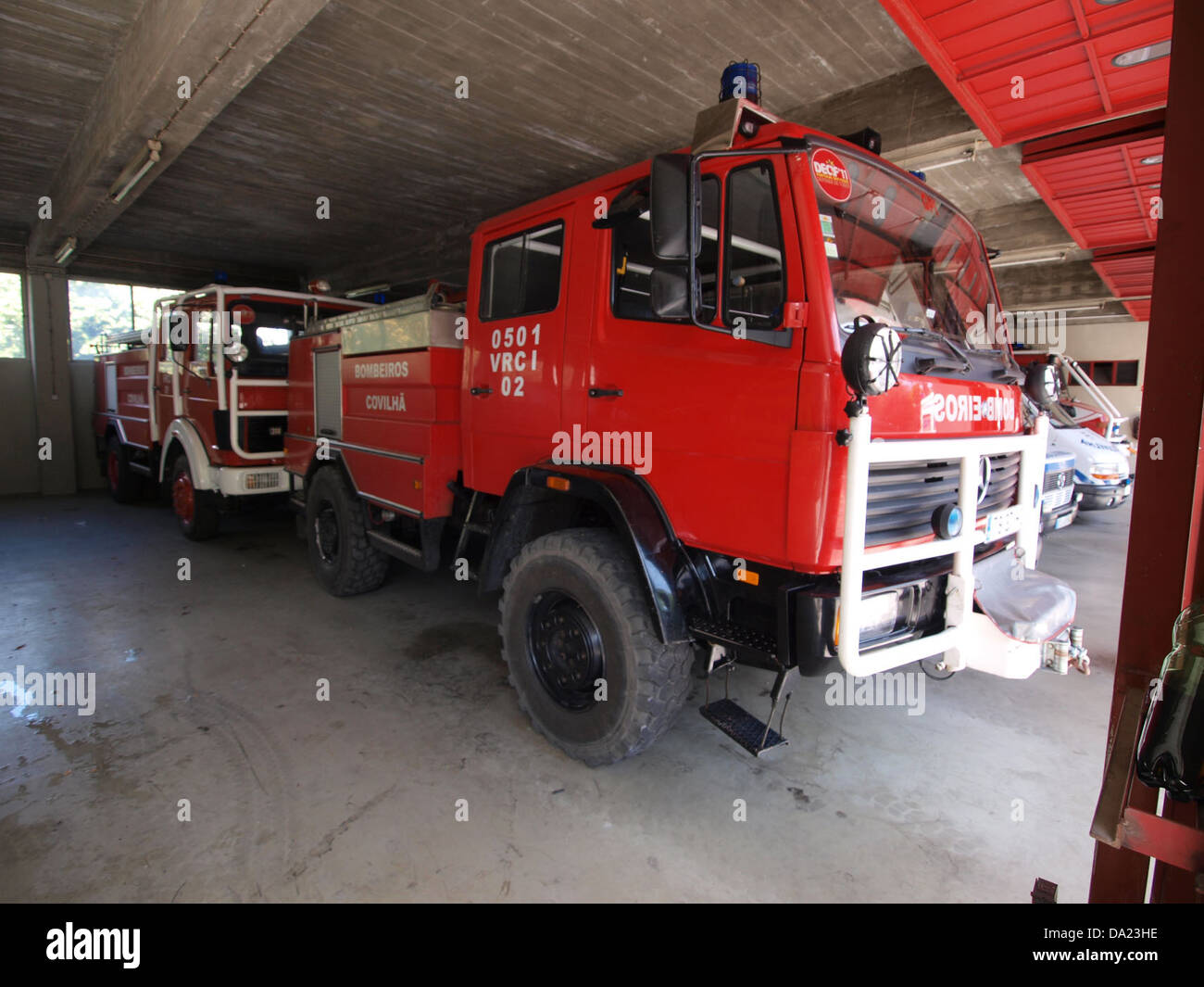 This image features a Mercedes fire truck from the Bombeiros Covilh ...
