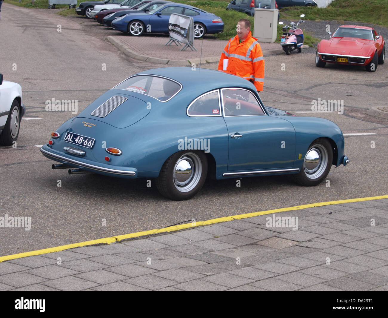 This image showcases a 1957 Porsche 56A 1600 at the Nationaal Oldtimer ...