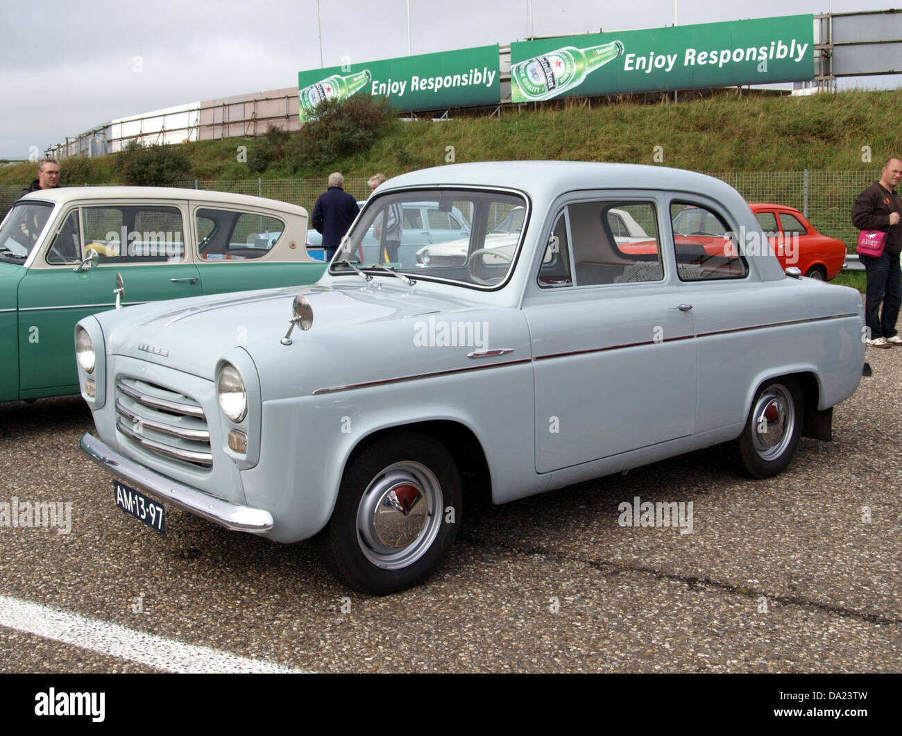 This image shows a 1957 Ford Anglia De Luxe 101 displayed at the ...
