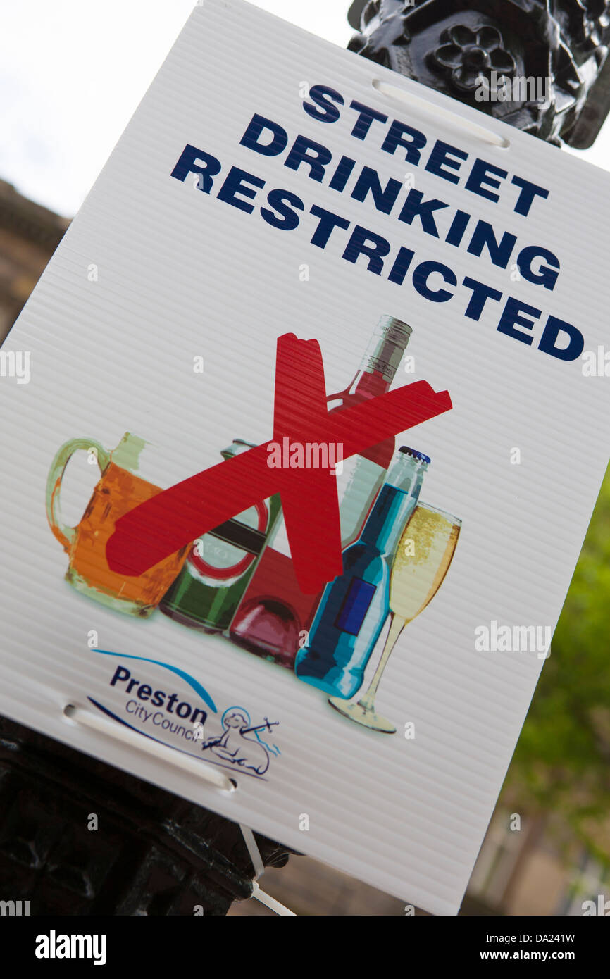 Street drinking prohibited sign Preston city centre Stock Photo - Alamy