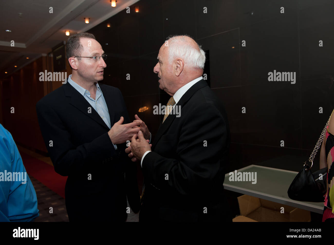 Doctor Elie Azrak, president of NAAMA and Dr. Shawki Harb speaking ...