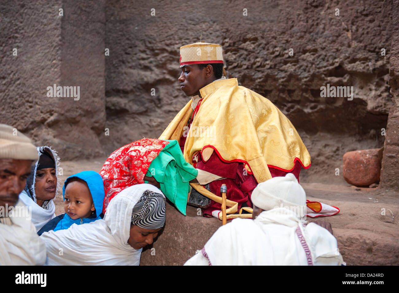 Priest holding relics from the Bete Medhane Alem Church, Lalibela ...