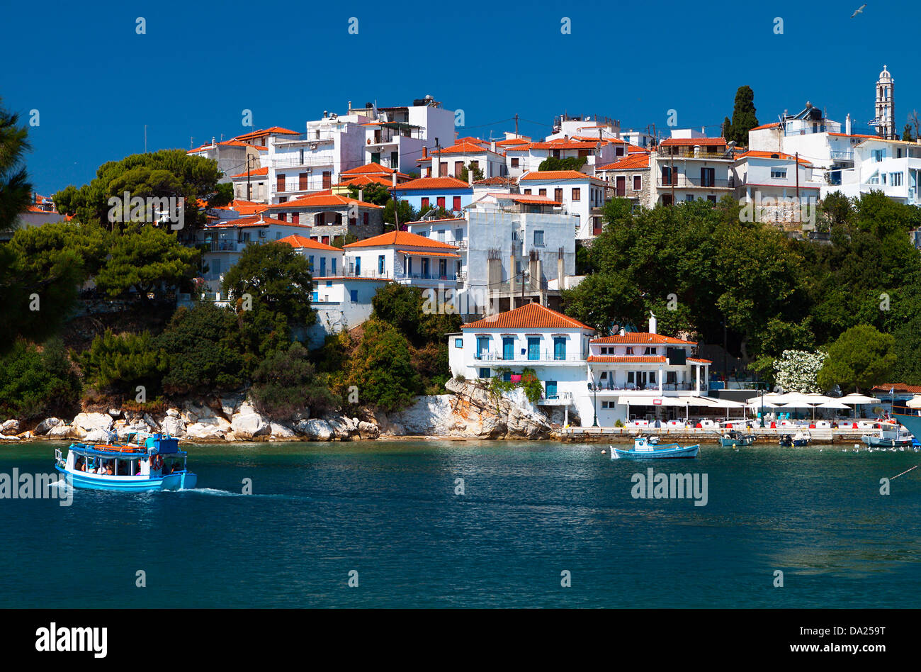 Skiathos island in Greece. View of Plakes area Stock Photo - Alamy