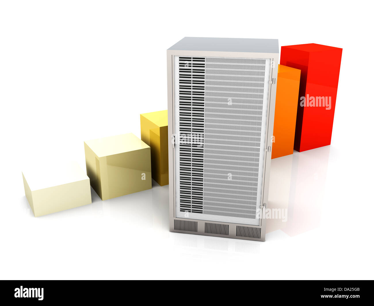 Server and bandwidth statistics. 3D rendered Illustration. Isolated on ...