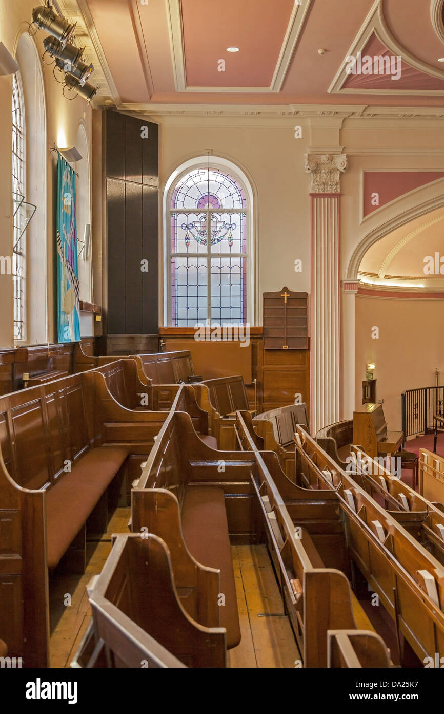 Glass window and isle in Brunswick Methodist Church Stock Photo - Alamy