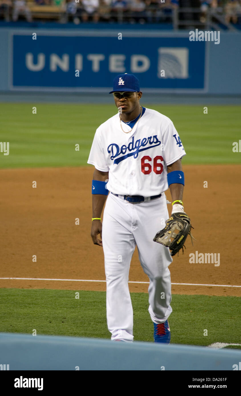 Dodger rookie player Yasiel Puig Stock Photo - Alamy