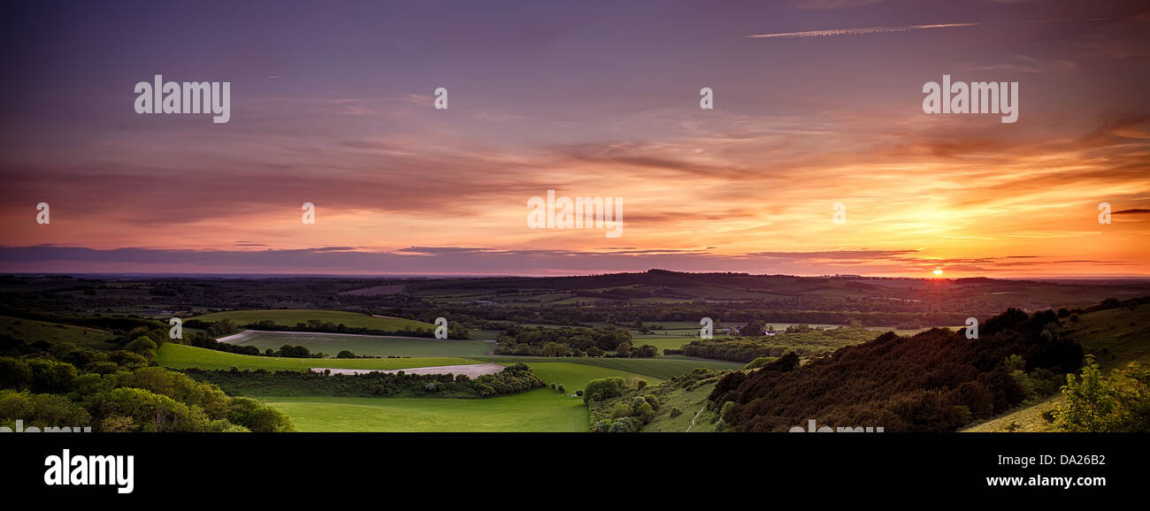 Panoramic sunset over England with rolling landscape Stock Photo - Alamy Panoramic sunset over England with rolling landscape Stock Photo - Alamy