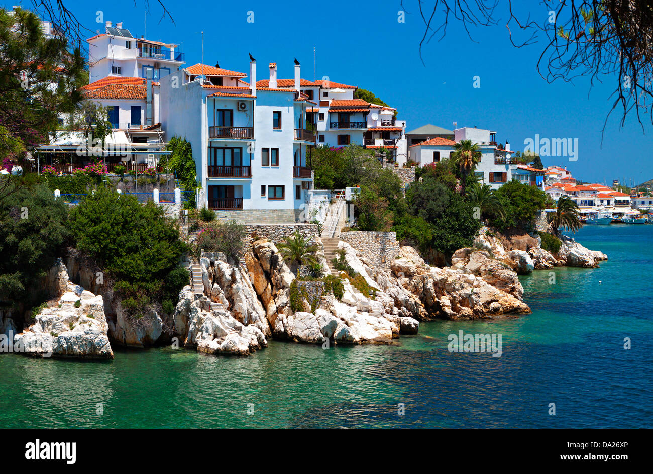 Skiathos island in Greece. View of Plakes area Stock Photo - Alamy