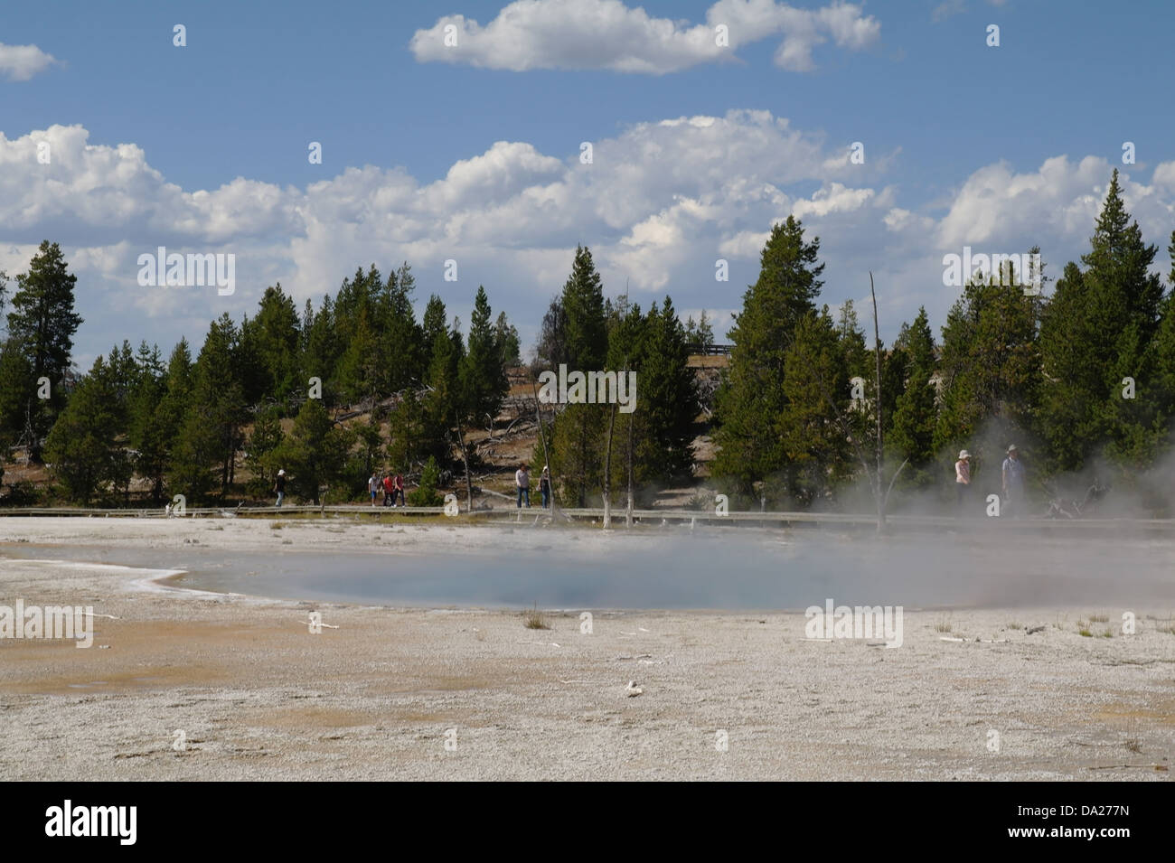 Blue sky white clouds view blue steaming waters Celestine Pool, below ...