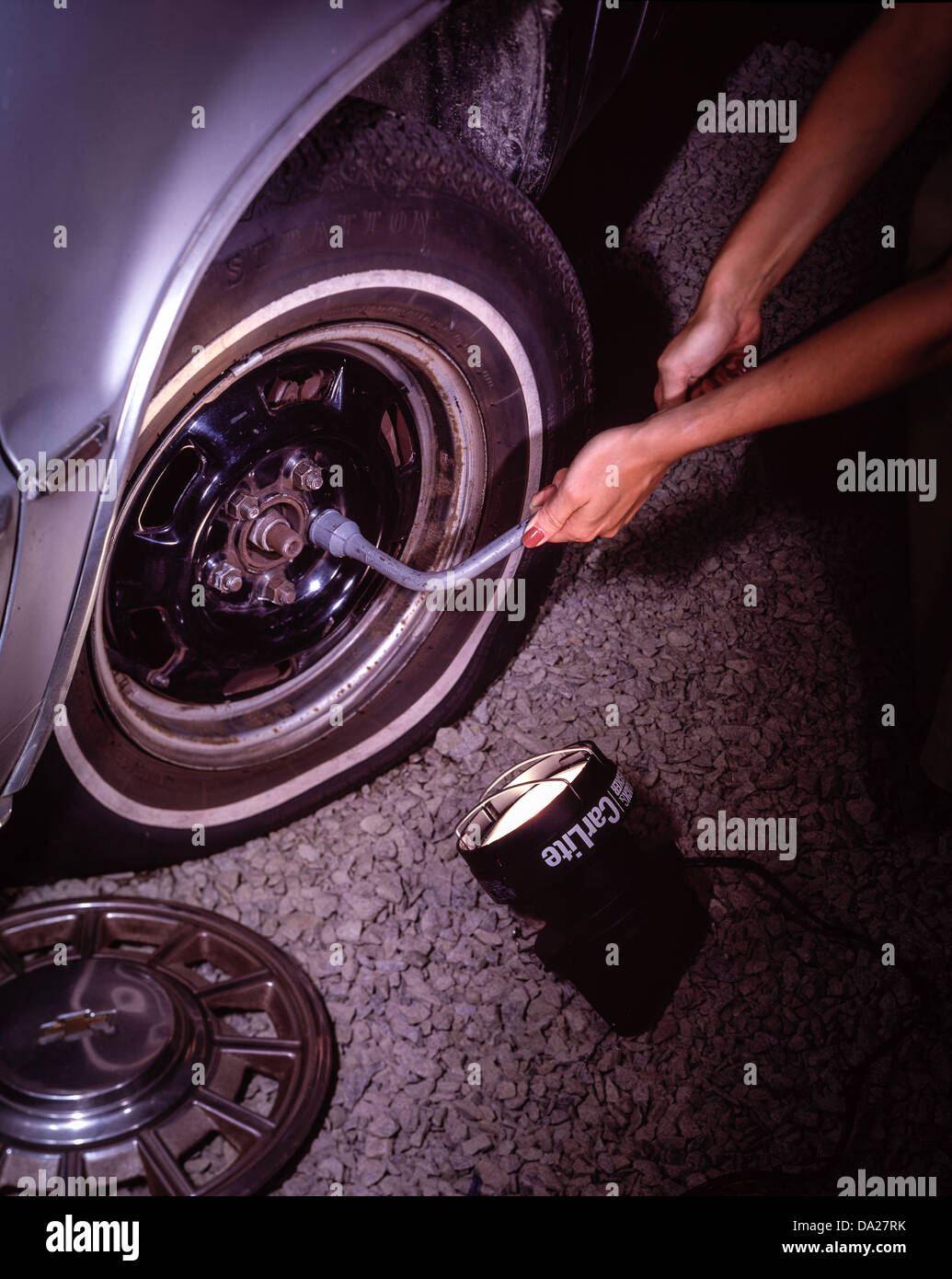 Car breakdown, flat tire repair Stock Photo - Alamy