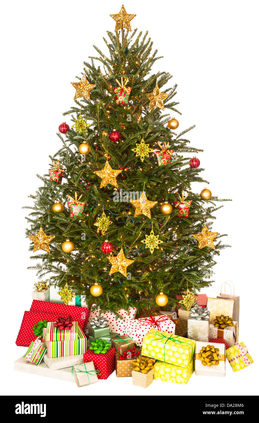 Christmas tree with gifts Stock Photo - Alamy