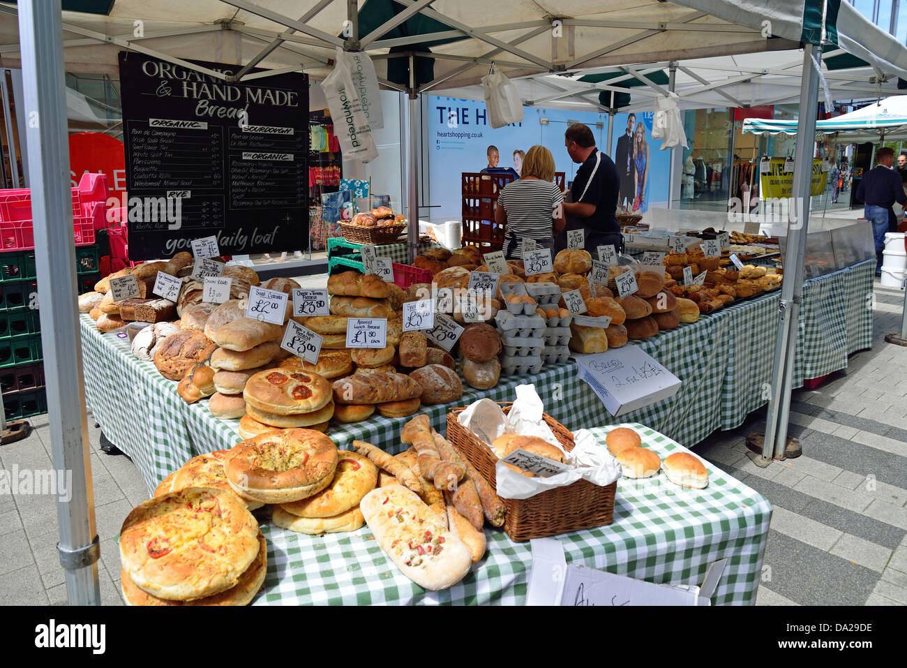 Food stall at The French Market, The Heart Centre, Walton-on-Thames ...