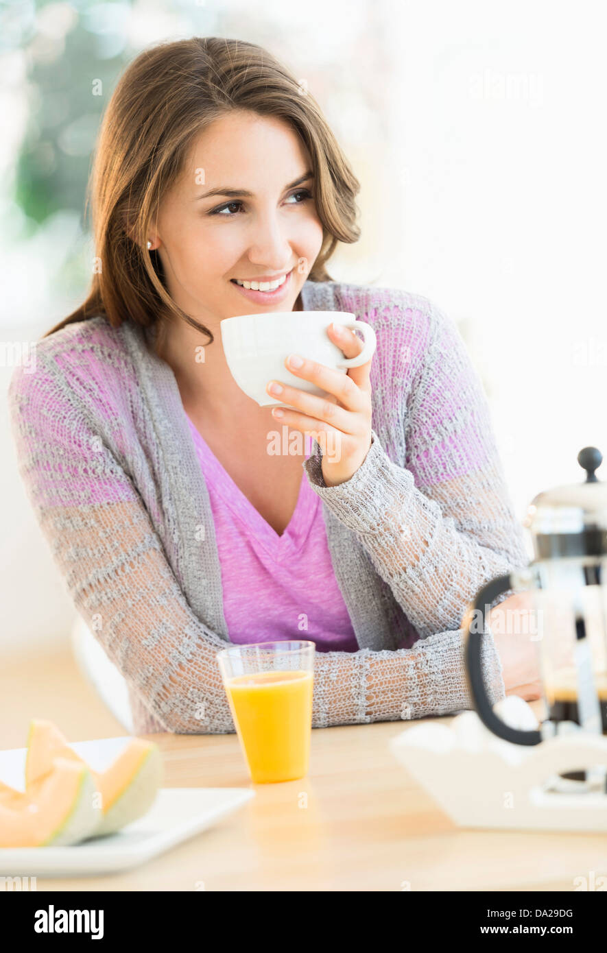 Young woman with the breakfast hi-res stock photography and images - Alamy