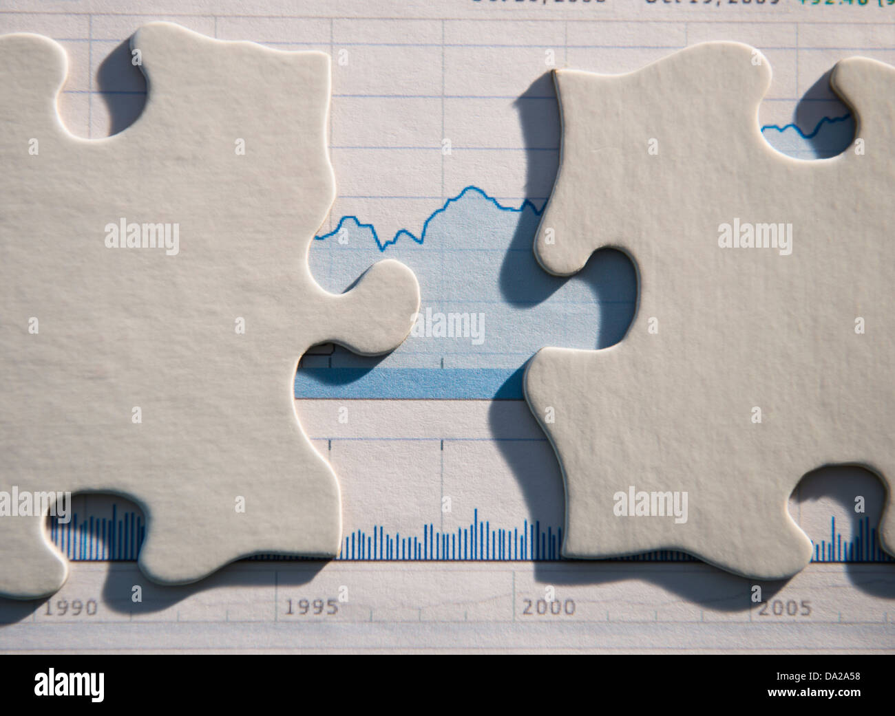 Studio Shot of financial graph and puzzle pieces Stock Photo - Alamy