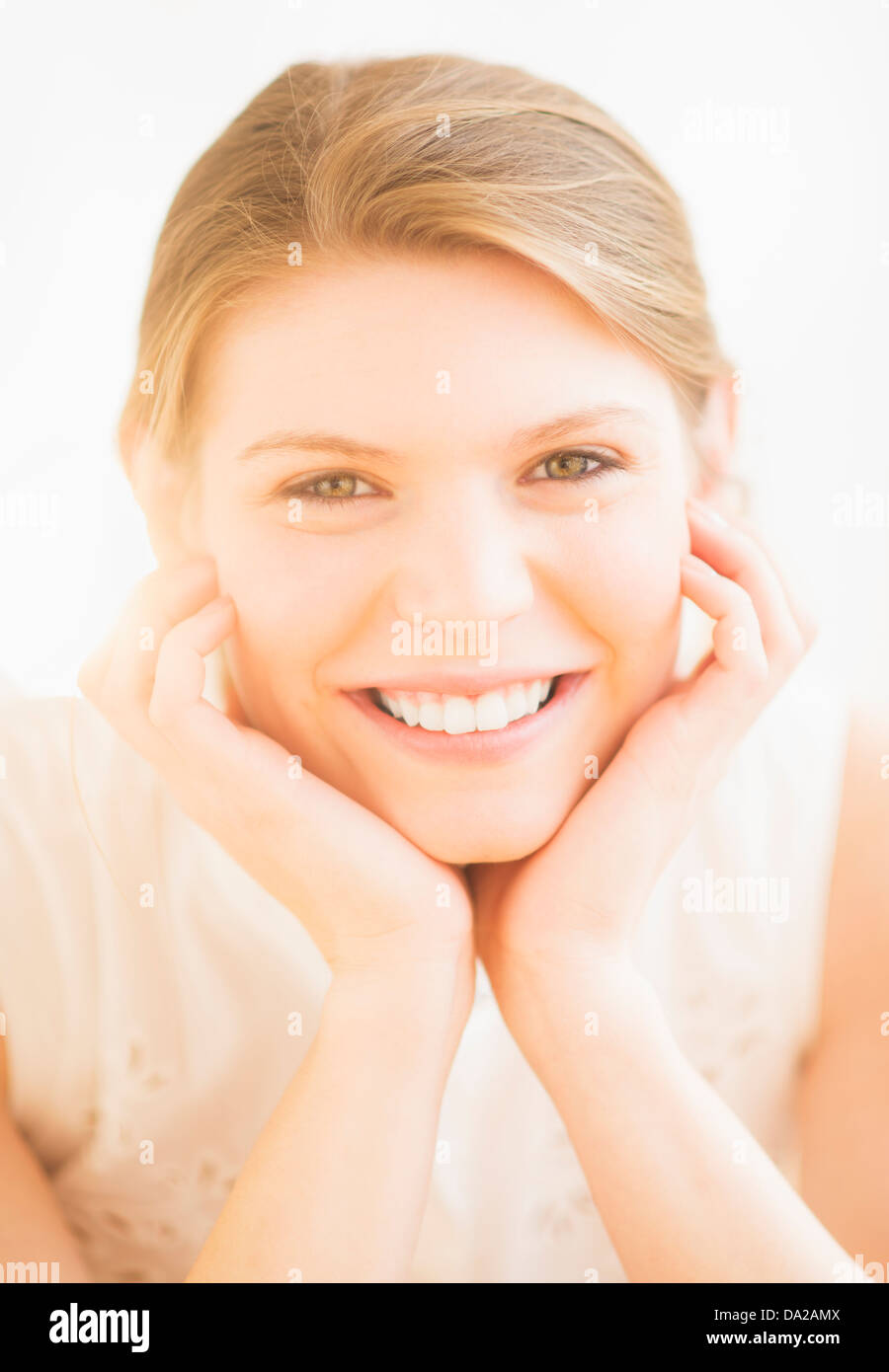 Back view cheerful woman hi-res stock photography and images - Alamy