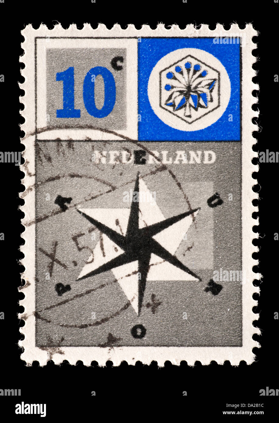 Postage stamp from the Netherlands depicting a symbol for United Europe ...