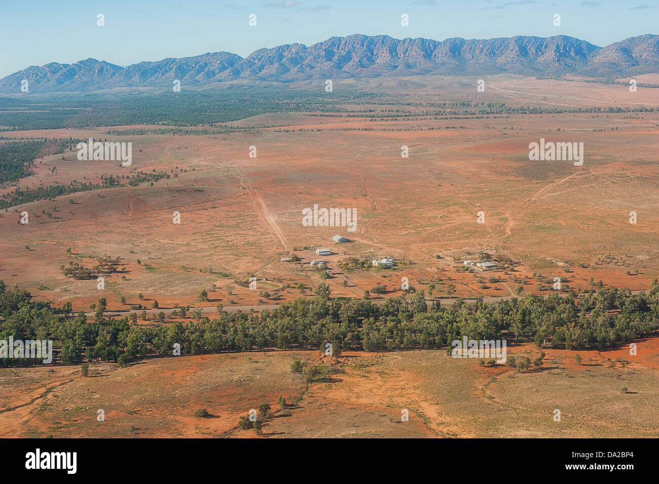 Aerial or the ruggedly beautiful Flinders Ranges in the Australian ...