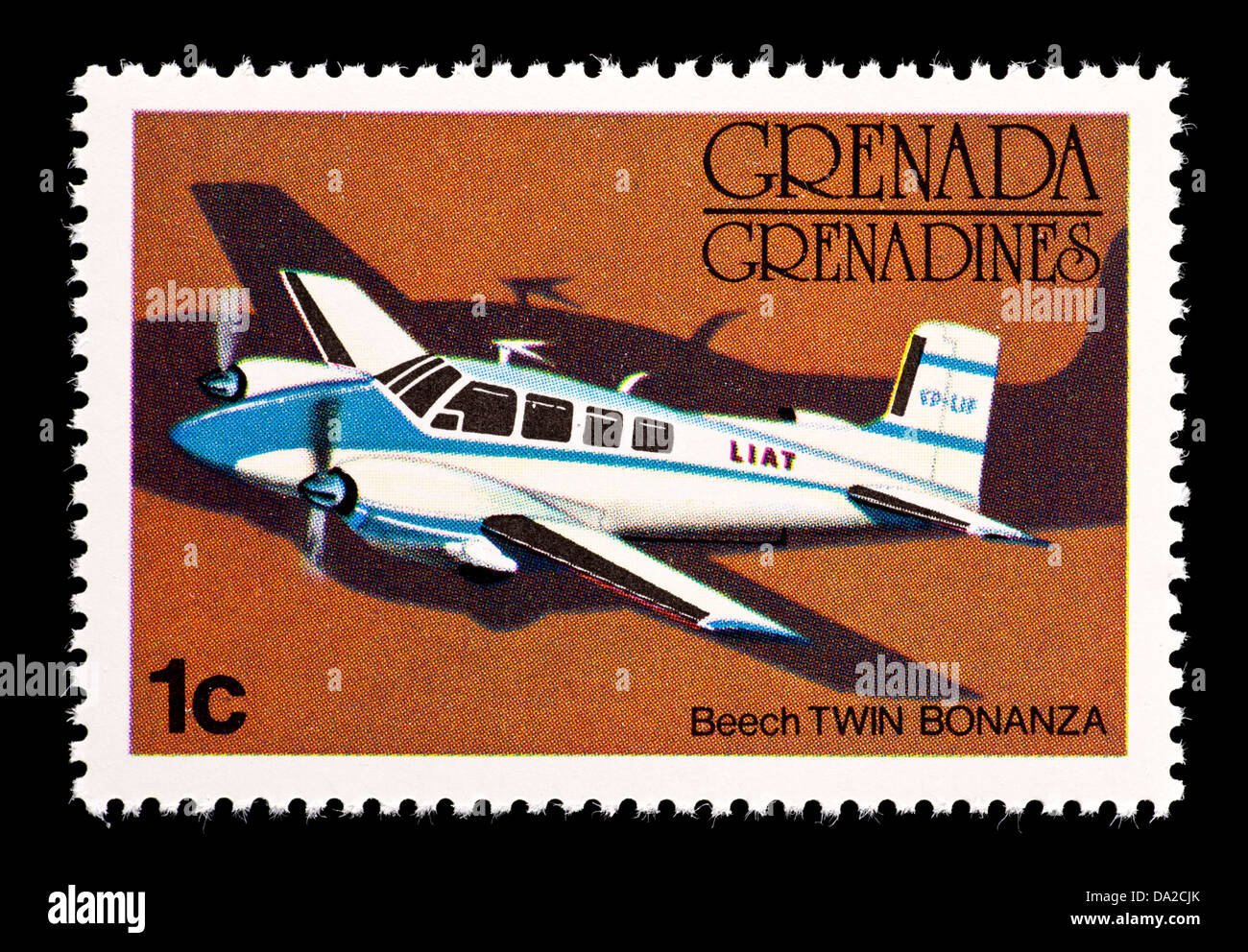 Postage stamp from the Grenada Grenadines depicting a Beech Twin ...