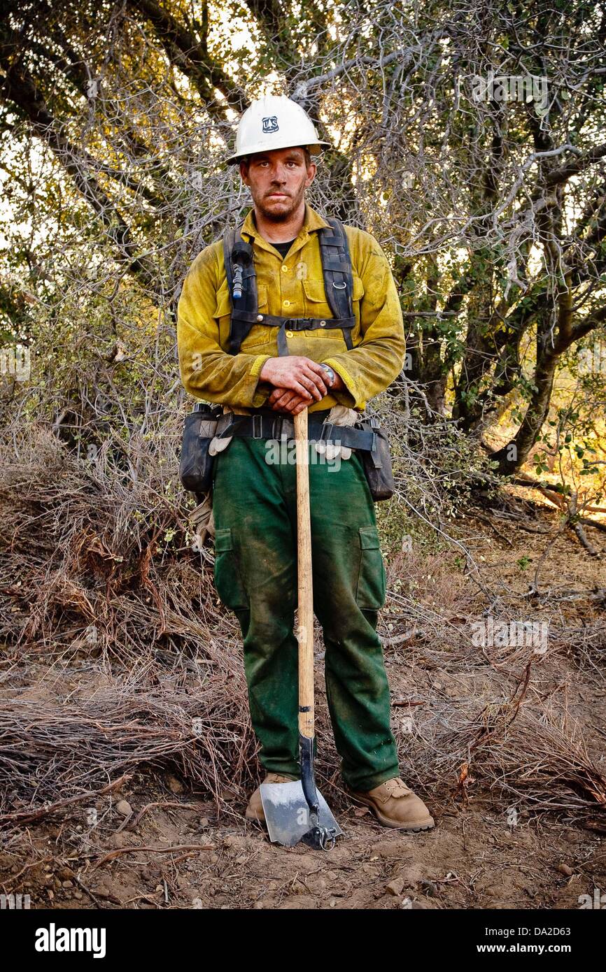 Ukonom Hotshots at the end of their day on the La Brea Fire in the Los ...