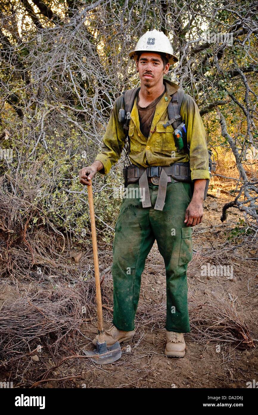 Ukonom Hotshots at the end of their day on the La Brea Fire in the Los ...