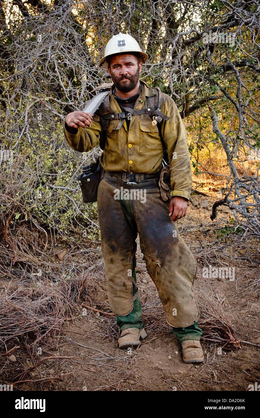 Ukonom Hotshots at the end of their day on the La Brea Fire in the Los ...