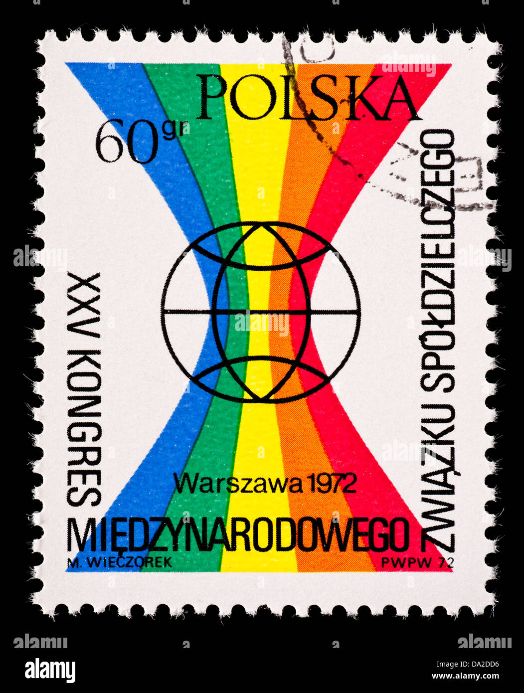 Postage stamp from Poland depicting the emblem of the 25'th Congress of ...