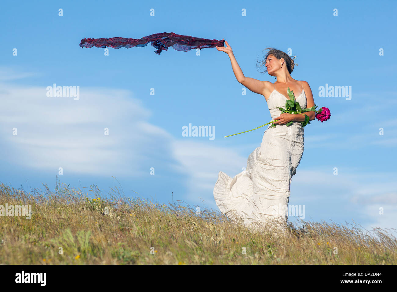 USA, Montana, Bride standing in meadow Stock Photo - Alamy