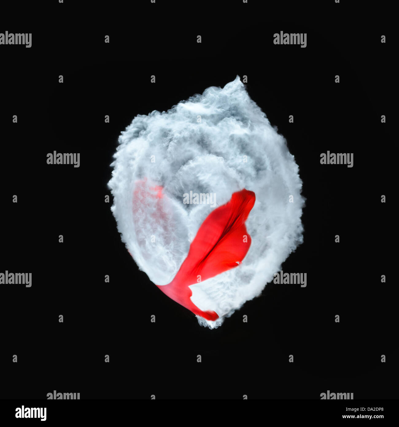 high speed flash capturing bursting balloon and visible sound wave ...