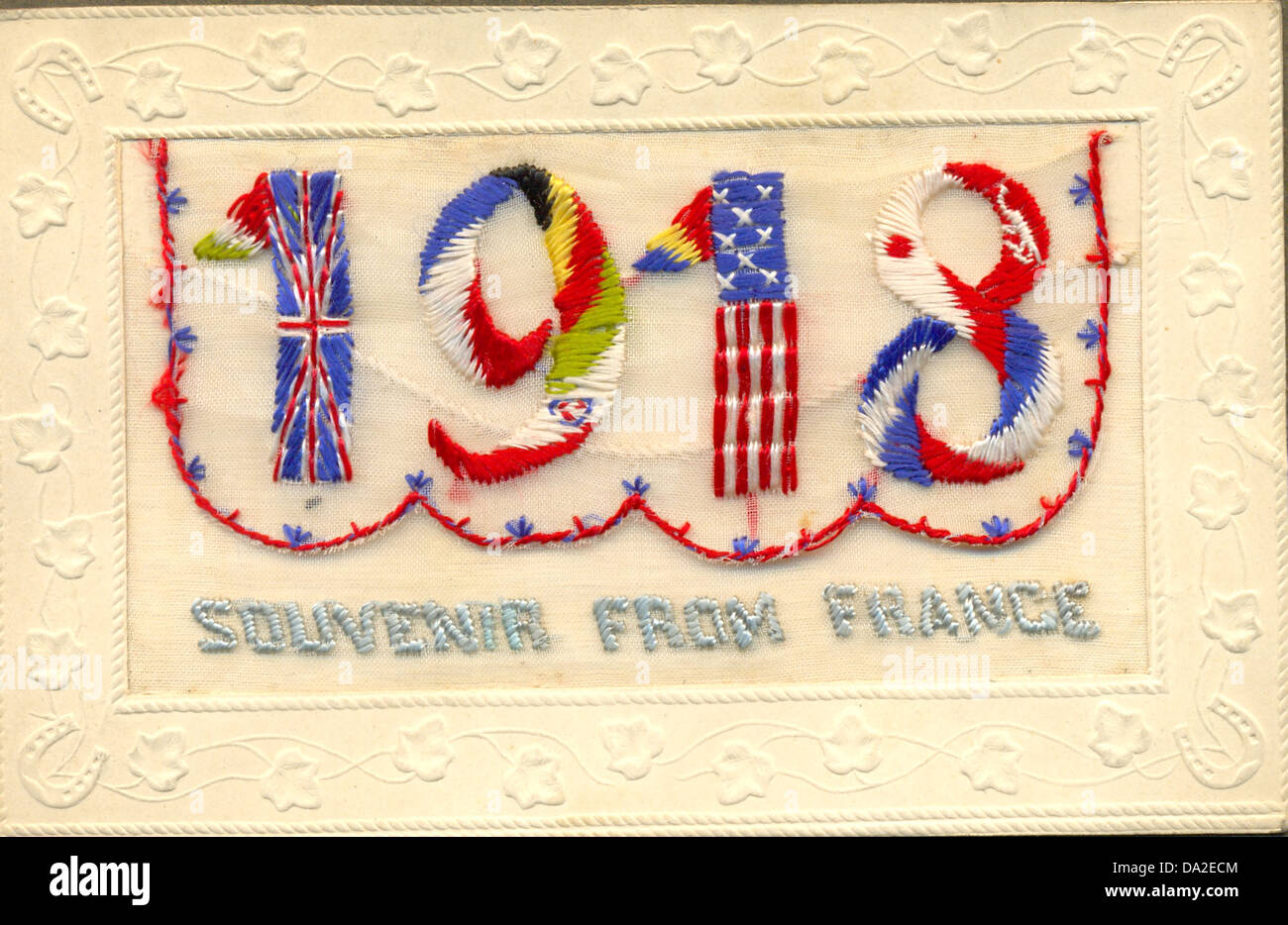 World War One silk embroidered postcard made in France Stock Photo - Alamy
