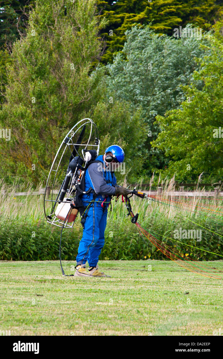Pilot on the ground of Powered paraglider paramotor Stock Photo - Alamy