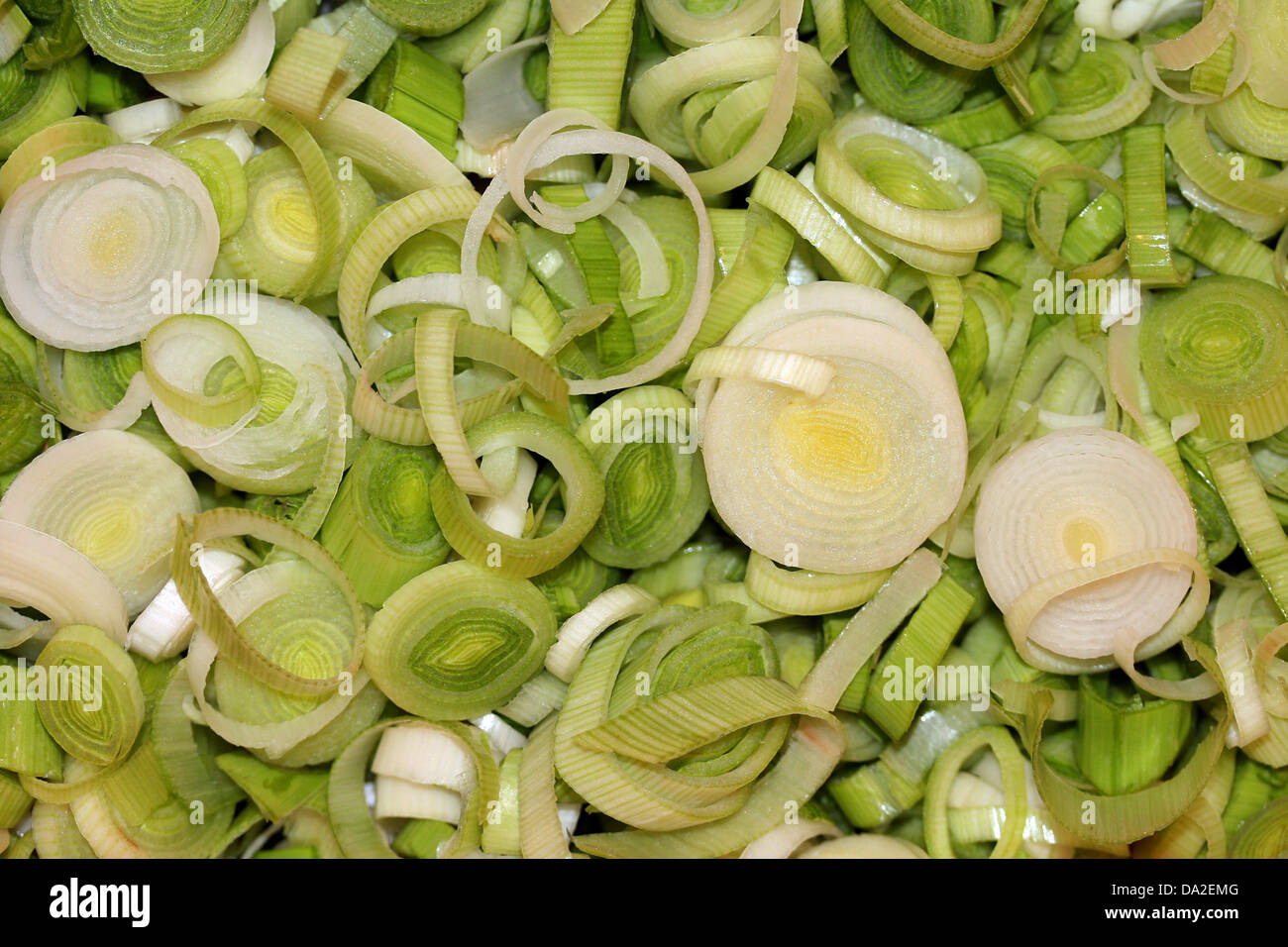 This is a closeup shot of leek rings, like nice food background Stock ...