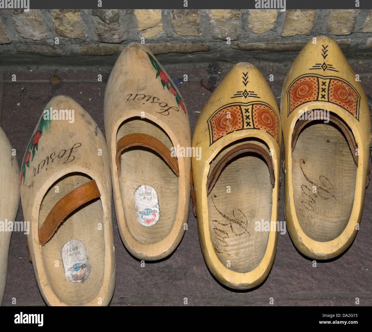 NETHERLANDS; VOLENDAM; ALIDA HOEVE CHEESE & CLOG FARM; DISPLAY OF CLOGS ...