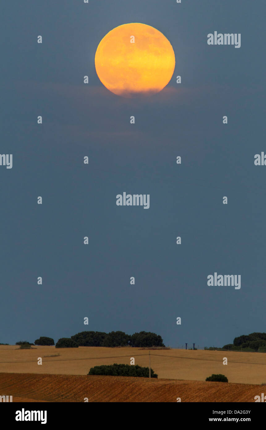 full moon and Spanish countryside Stock Photo - Alamy
