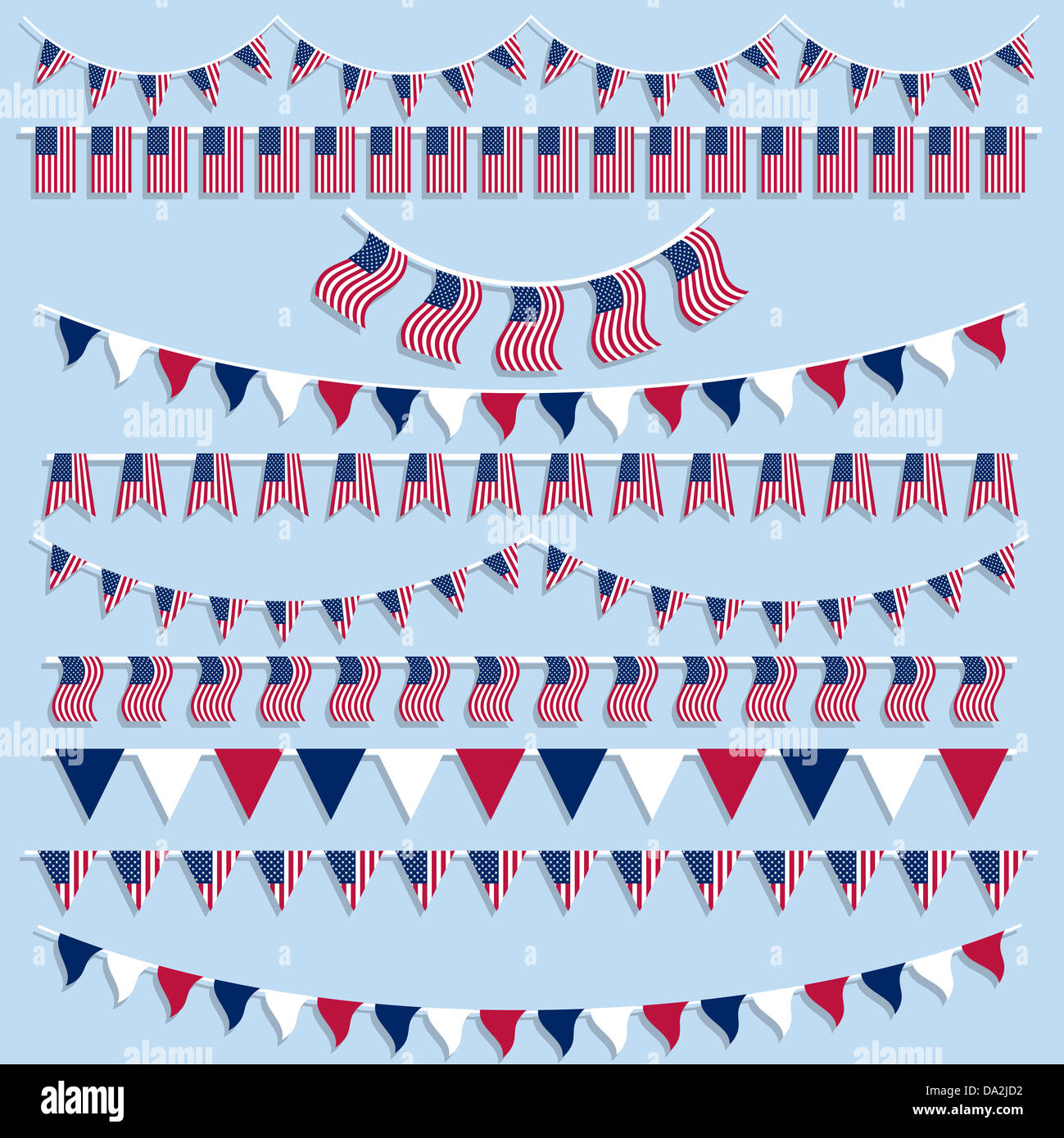 Collection of bunting and pennants with American flag design Stock ...