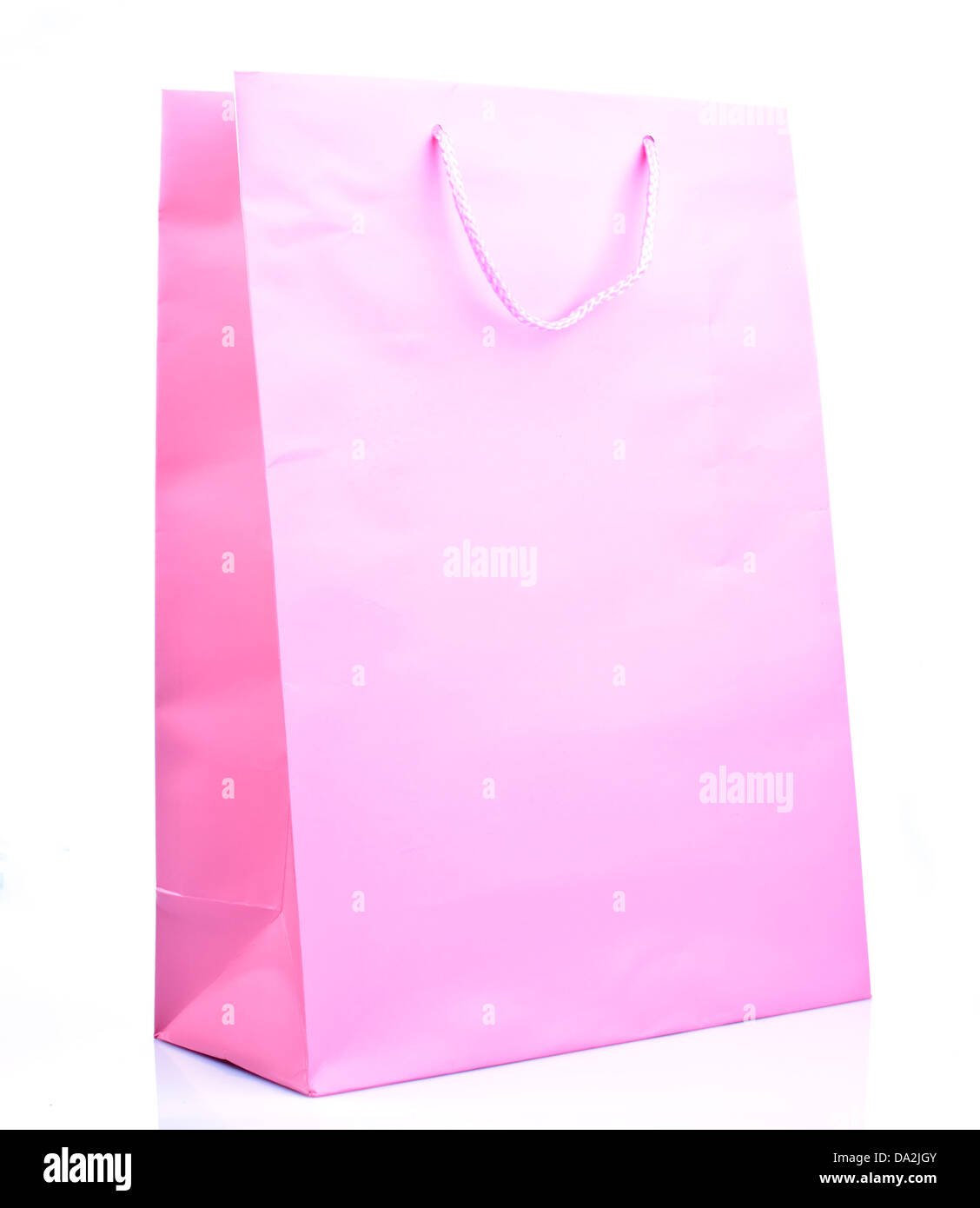 Pink paper bag on white background Stock Photo - Alamy