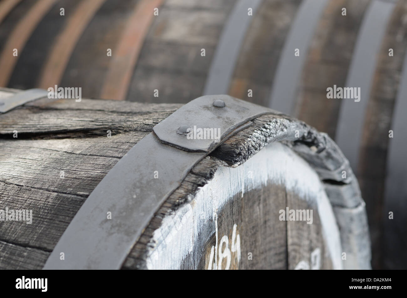 Oak port port wine barrels in a row Stock Photo - Alamy