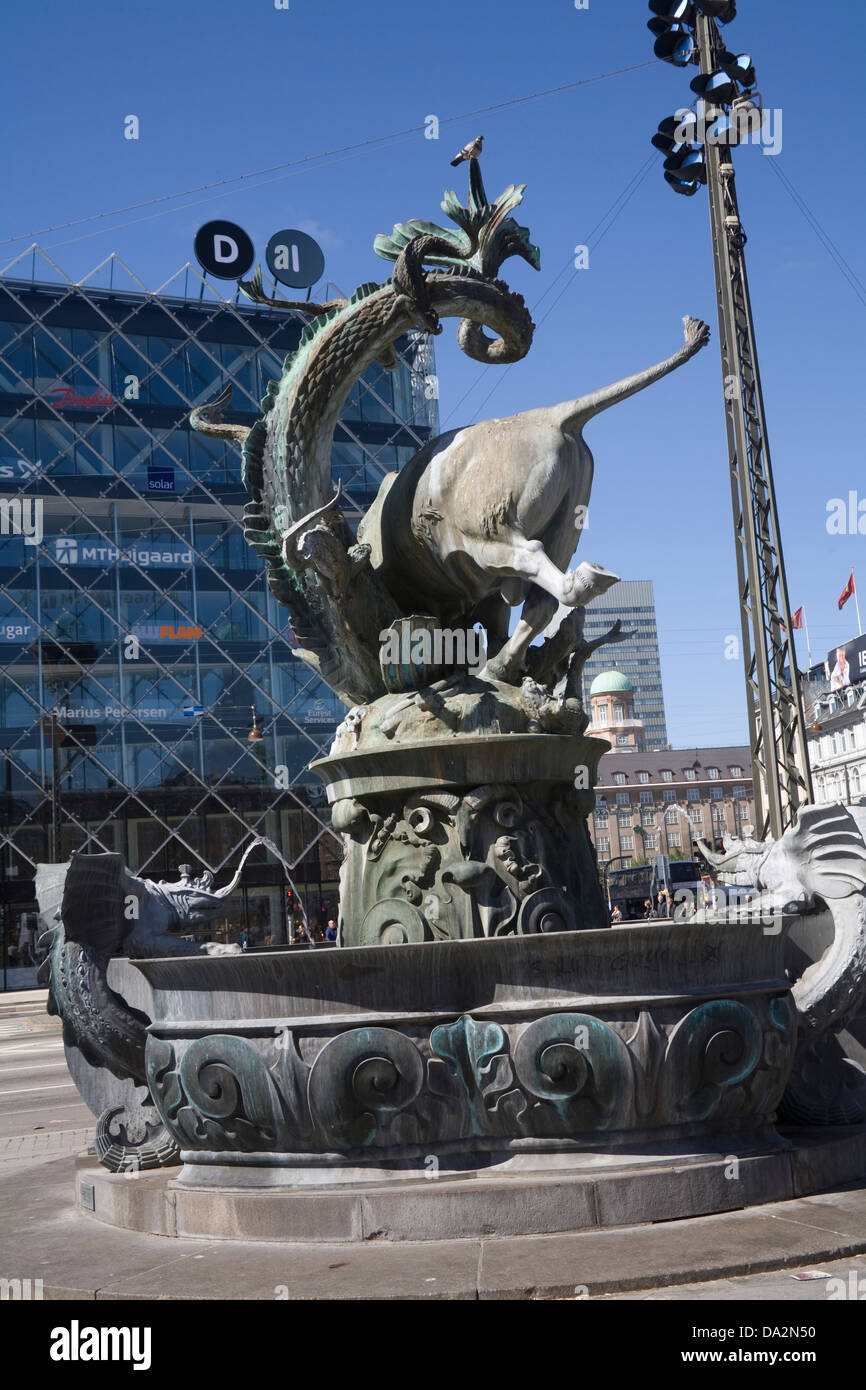 Copenhagen Denmark EU Dragon Fountain depicting dragon and Bull ...