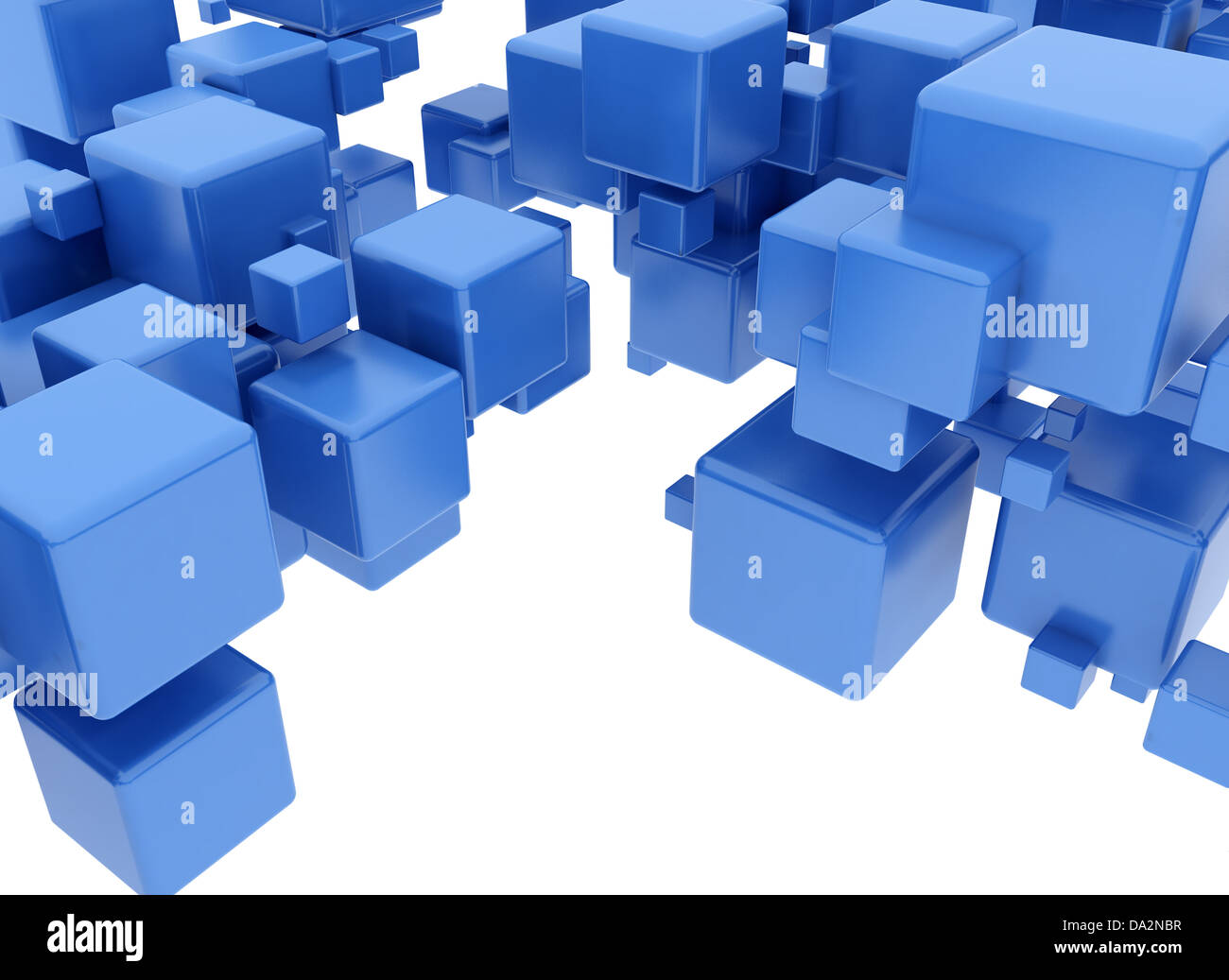 A cluster of 3d cubes with metallic blue texture Stock Photo - Alamy